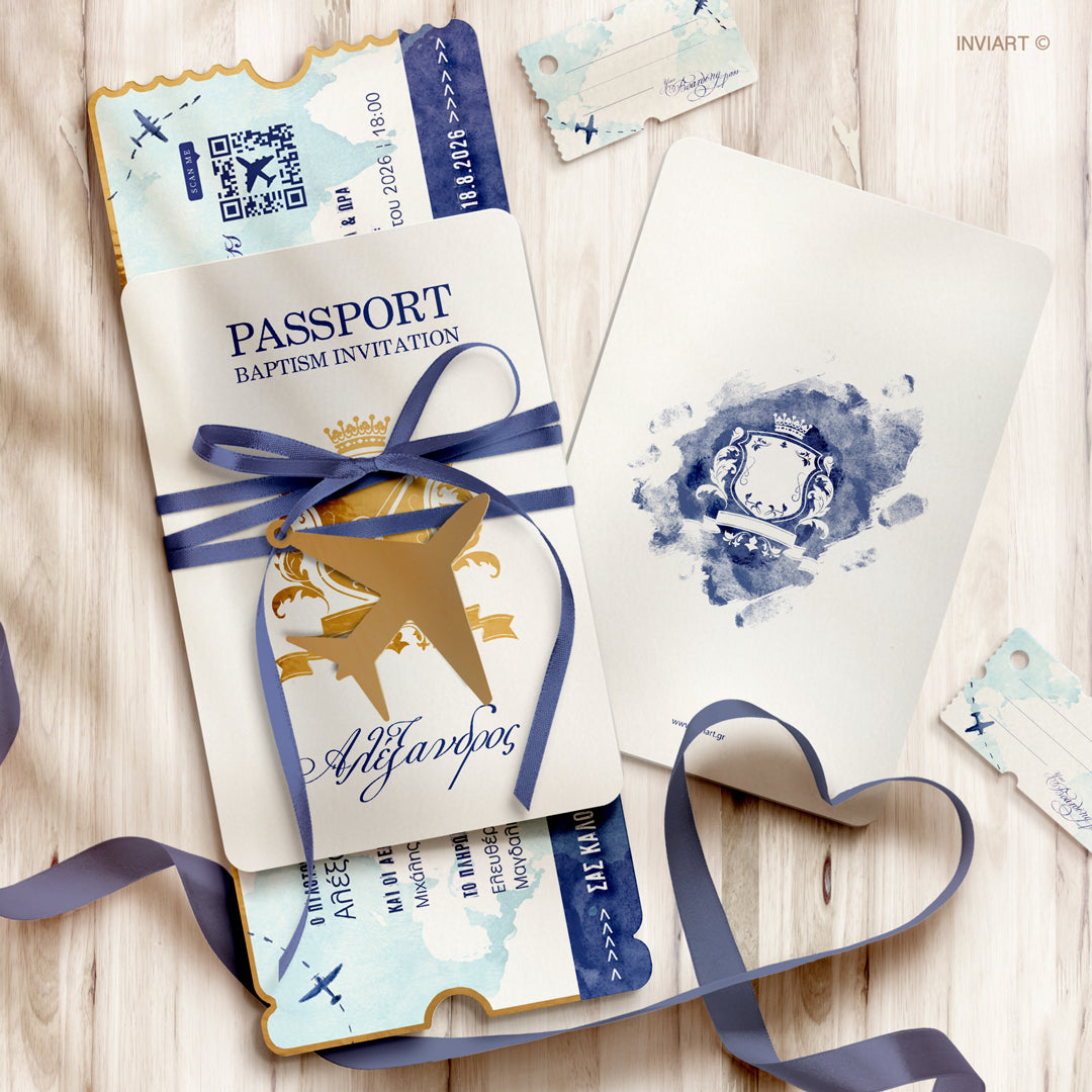 Προσκλητήρια Βάπτισης με Θέμα Ταξίδι – Passport, Χάρτες & Boarding Pas ...
